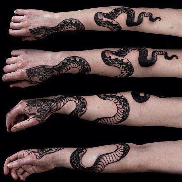 Big Size Black Python Anaconda Temporary Tattoos Tatuajes Temporales ...