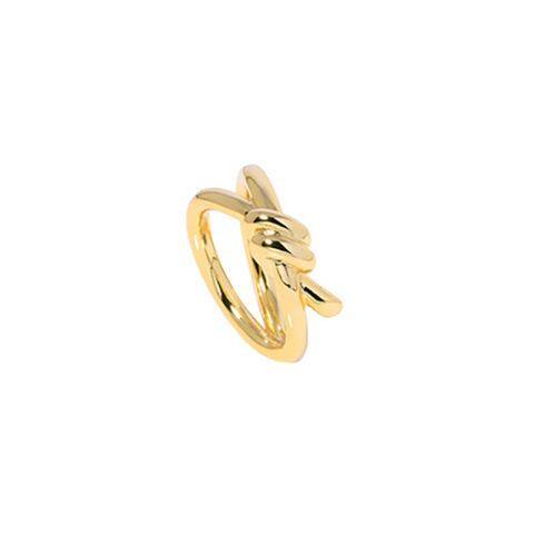 New Double Loop Knotted Rose Gold Ring Premium Cross Twist Diamond Set ...