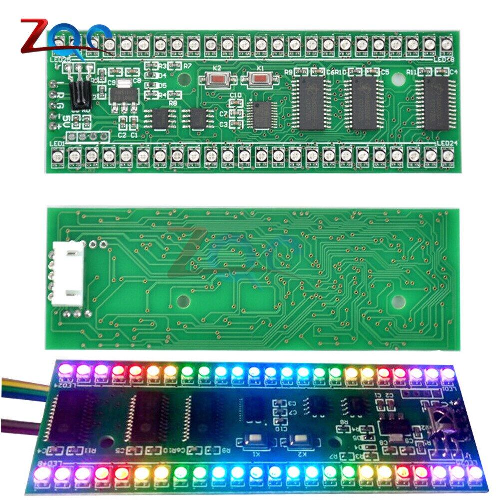 RGB MCU ปรับการแสดงผลรูปแบบ24 LED VU เมตรเสียงระดับไฟแสดงสถานะช่องคู่โมดูล LED - Open-source ...