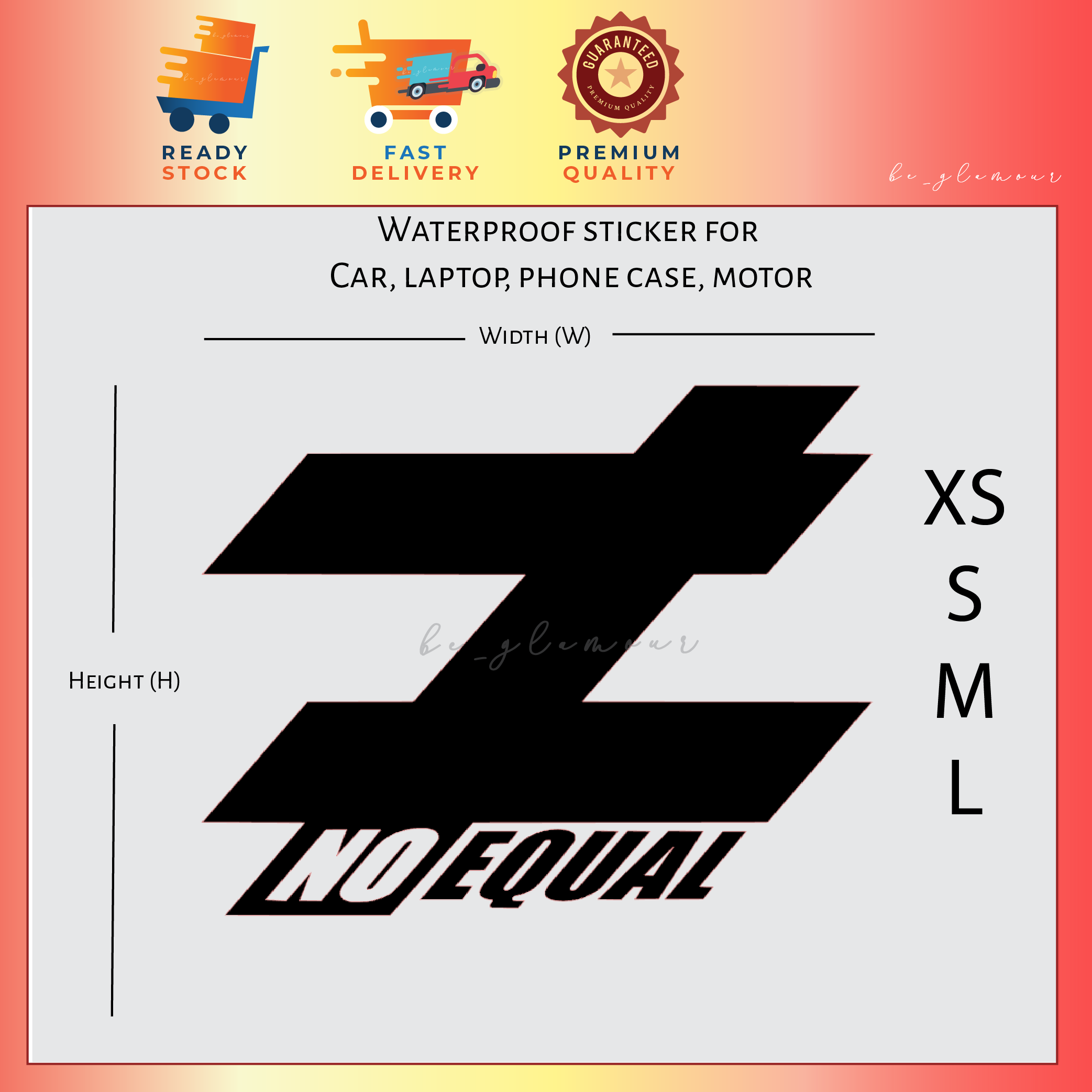 No Equal logo Stickers Stiker noequal myvi axia lumba kereta race car ...