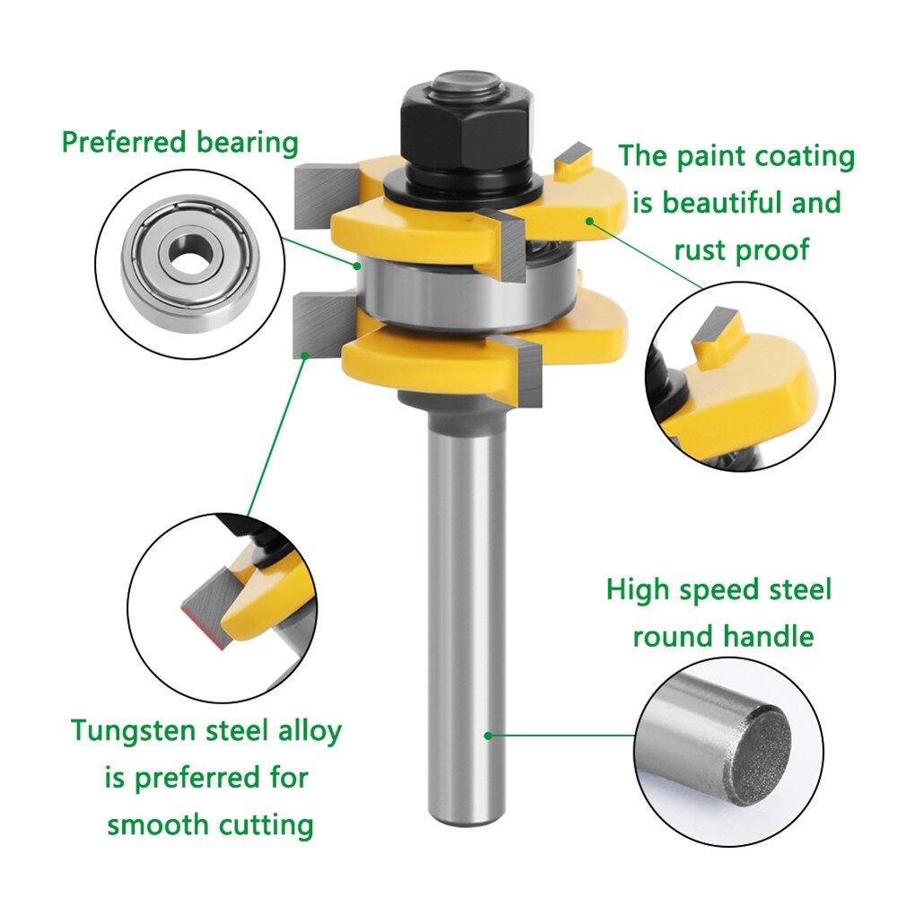 8Mm Shank Router Bits Set Joint Assemble Tongue & Groove For Wood ...