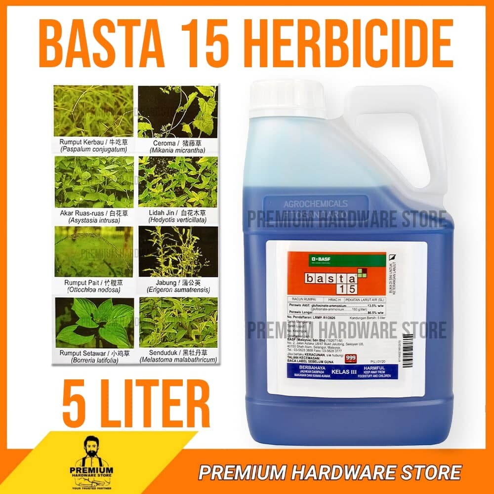 BASF BASTA 15 5 Liter Glufosinate Ammonium 13.5% (Same As Avata) Racun ...