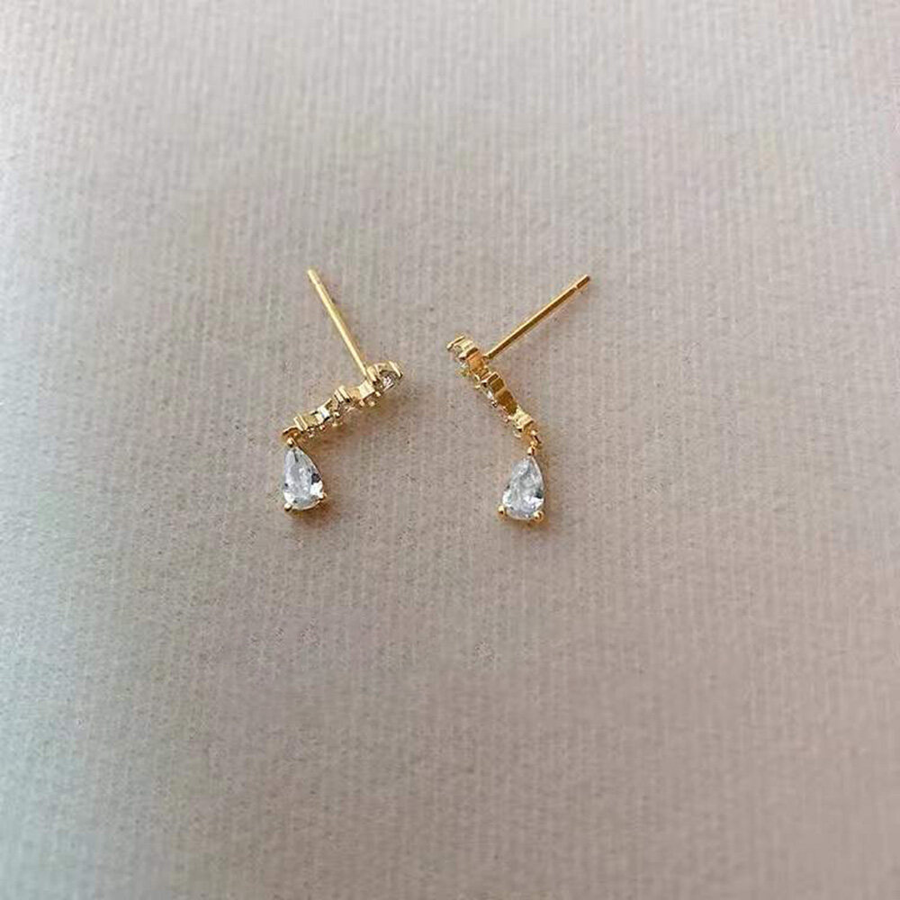 YWYK ต่างหูคริสตัลใบไม้สไตล์เกาหลี,เครื่องประดับแฟชั่นต่างหูห้อยหยดน้ำขนาดเล็กแบบเรียบง่ายสำหรับ ...