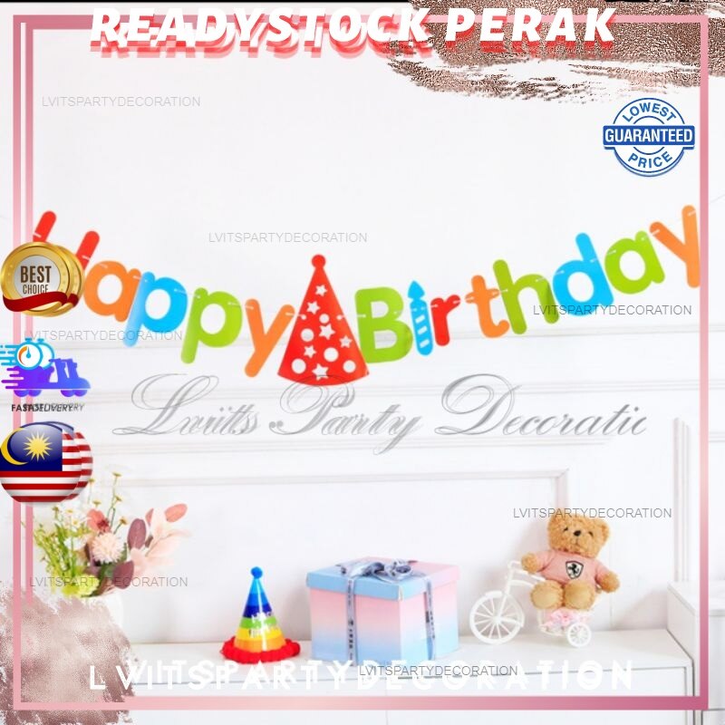 🇲🇾ReadyStock（LV043）Ins Style Happy Birthday Party Banner Fishtail Party ...