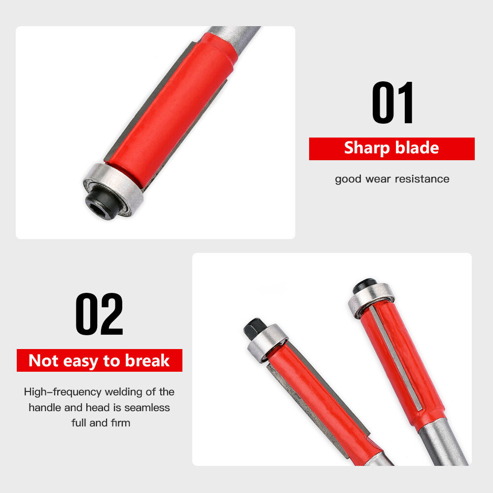 Vastar 4Pcs 1/4 Or 1/2 Shank Straight Flush Trim Router Bit Set ...