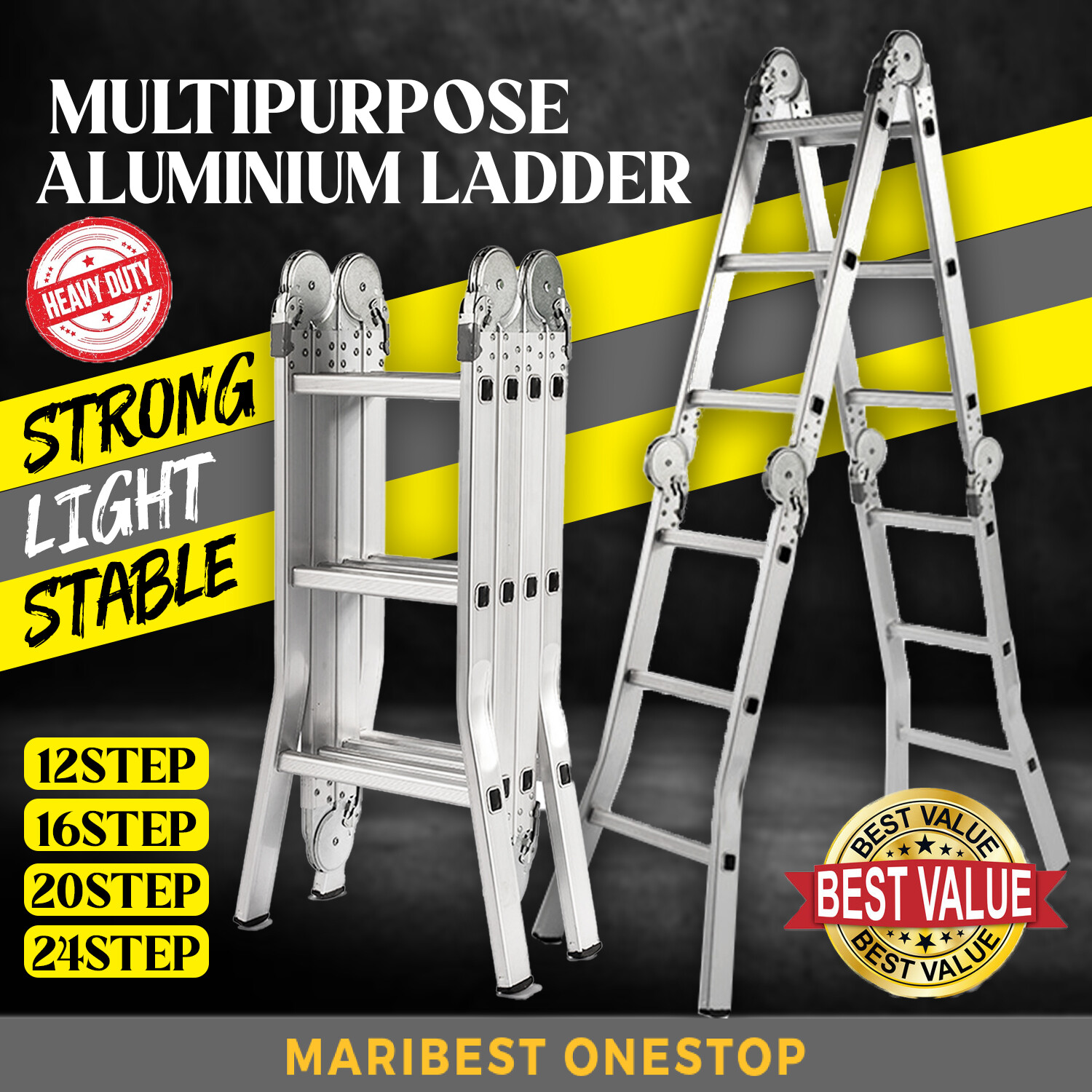 Multipurpose Ladder Foldable Heavy Duty Tangga Aluminium Ladder Double ...