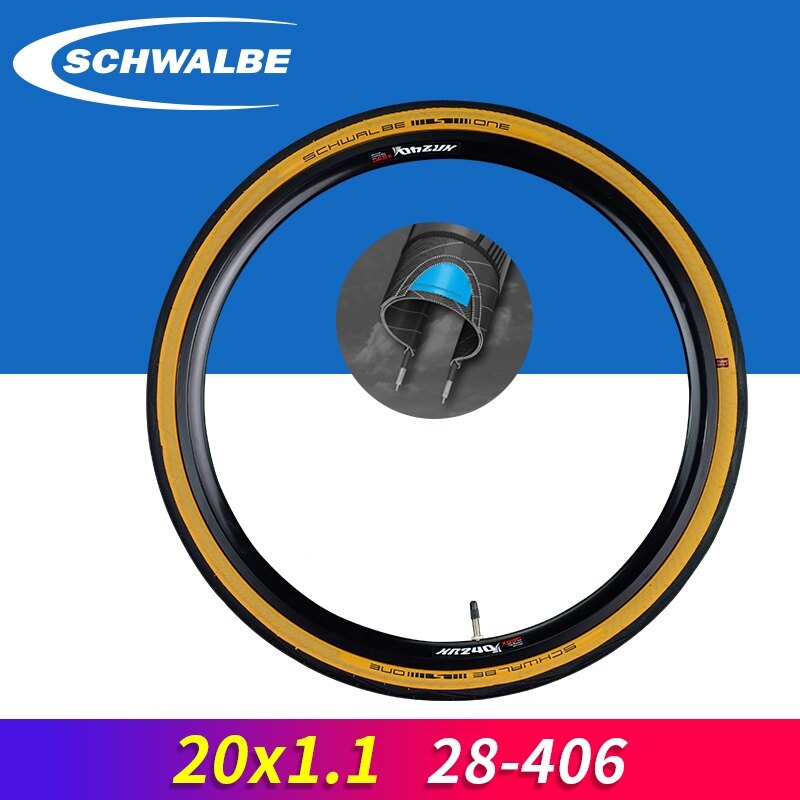 SCHWALBE ONE Ultralight Tyre Bike 20 inch 451 yellow side tire 406 201 ...
