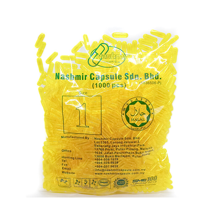 Kapsul kosong Empty Capsule NASHMIR HALAL Saiz 1 1000pcs | Lazada