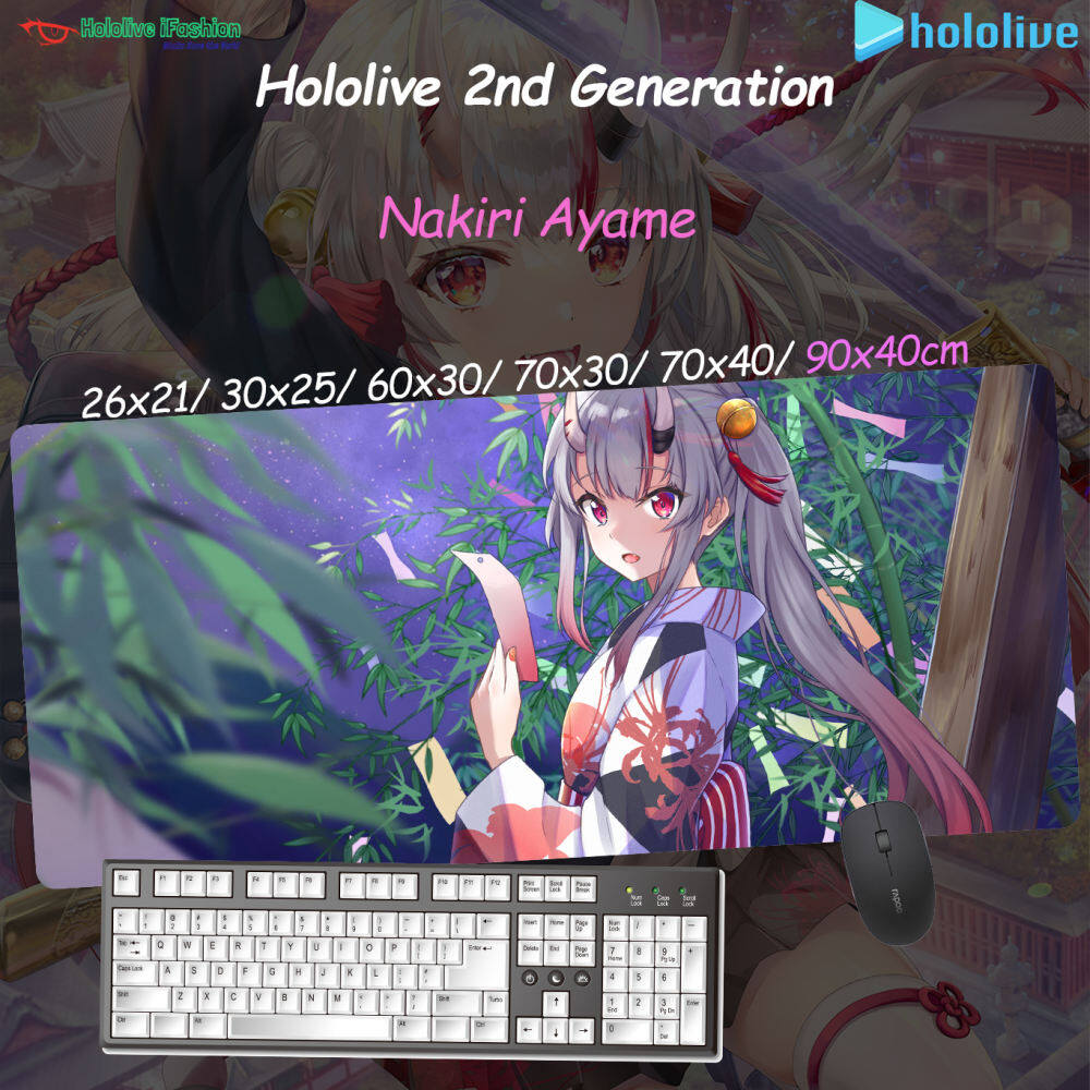 Nakiri Ayame ☆ แผ่นรองเมาส์ Hololive Pixiv ขนาดใหญ่,แผ่นรองคีย์บอร์ดรูปเด็กผู้หญิงน่ารักซิลิโคน ...