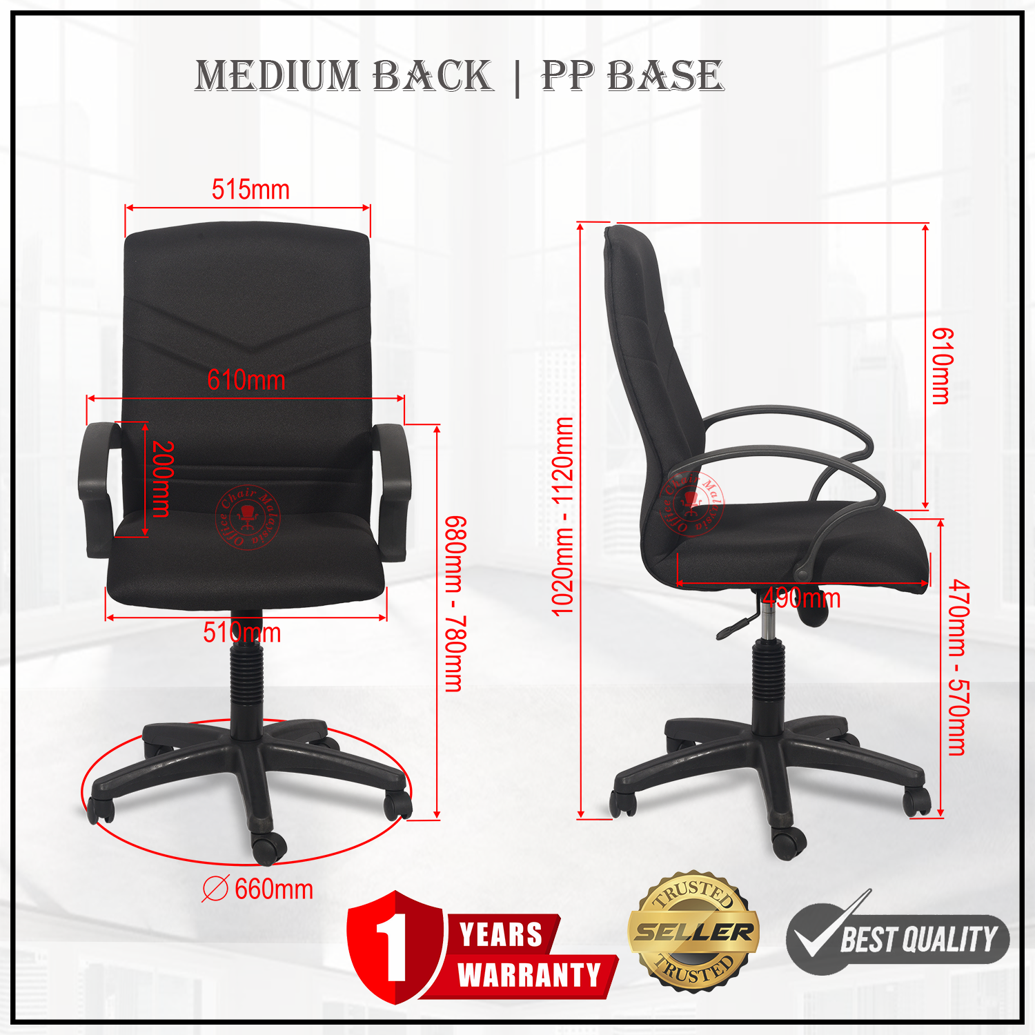 💥Budget Fabric & PVC💥 Office Chair / High Back Chair / Medium Back ...