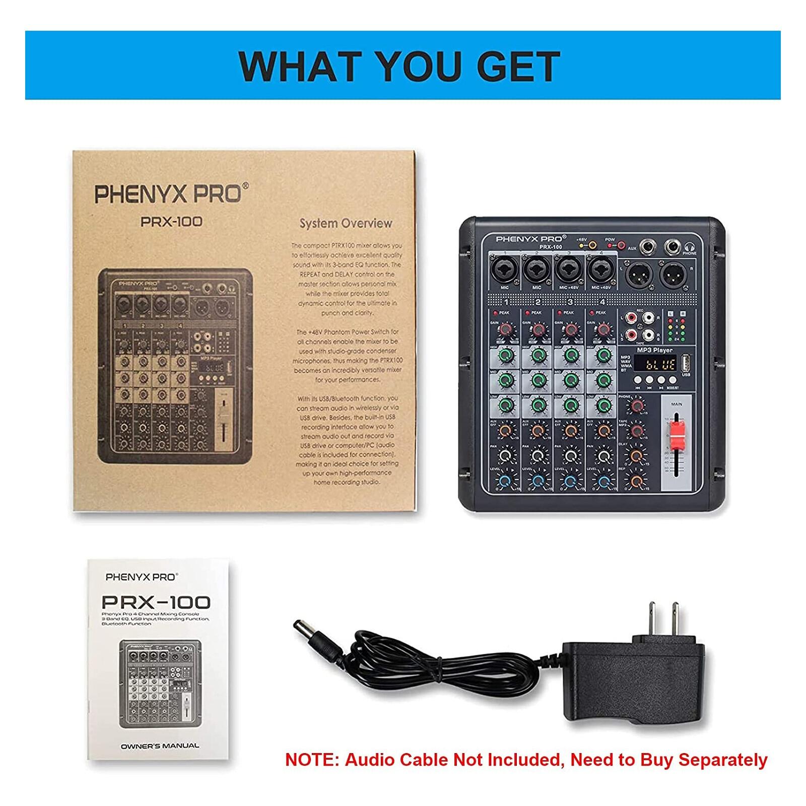 Phenyx Pro Audio Mixer Professional USB Recording Inter Compact 4-Channel Mixing Console พร้อม ...