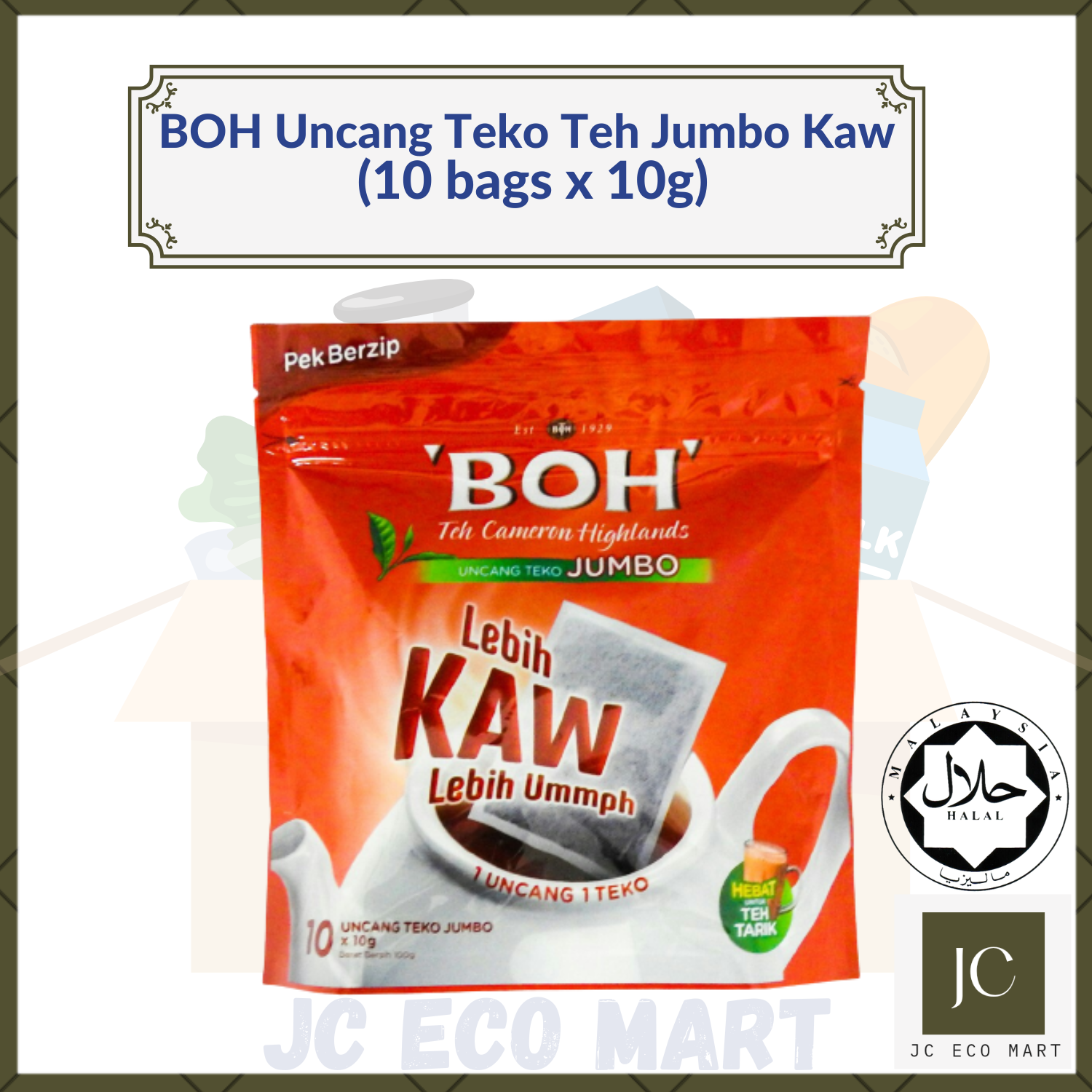 BOH Uncang Teko Teh Jumbo Kaw (10 bags x 10g) - 100g | Lazada