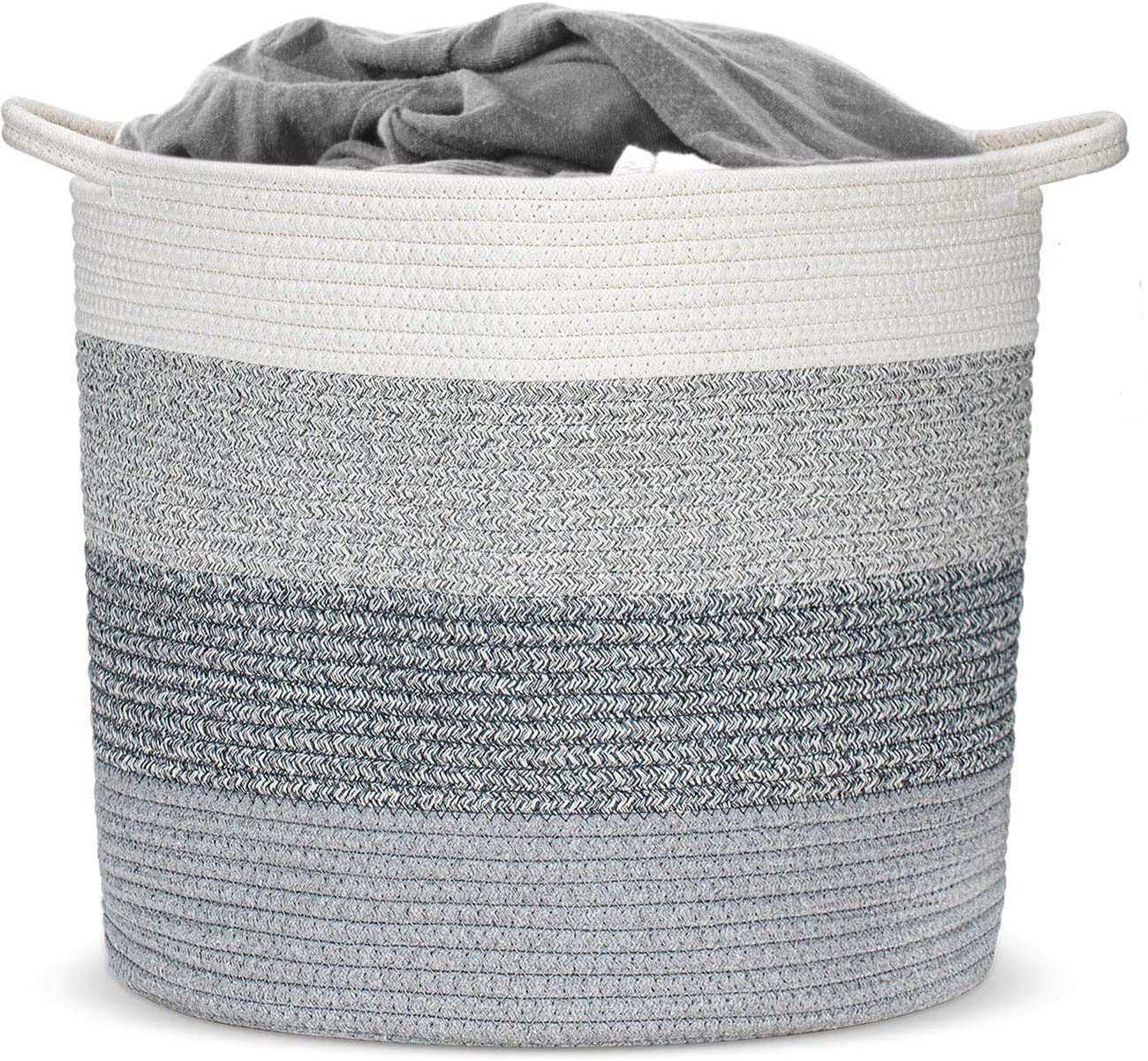 Folding Dirty Laundry Basket Cotton Rope Woven Storage Basket Desktop ...