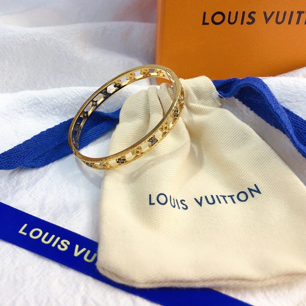 LV Bangle Bracelet Fashion Hollow Pattern Letter Logo Four-leaf Clover ...