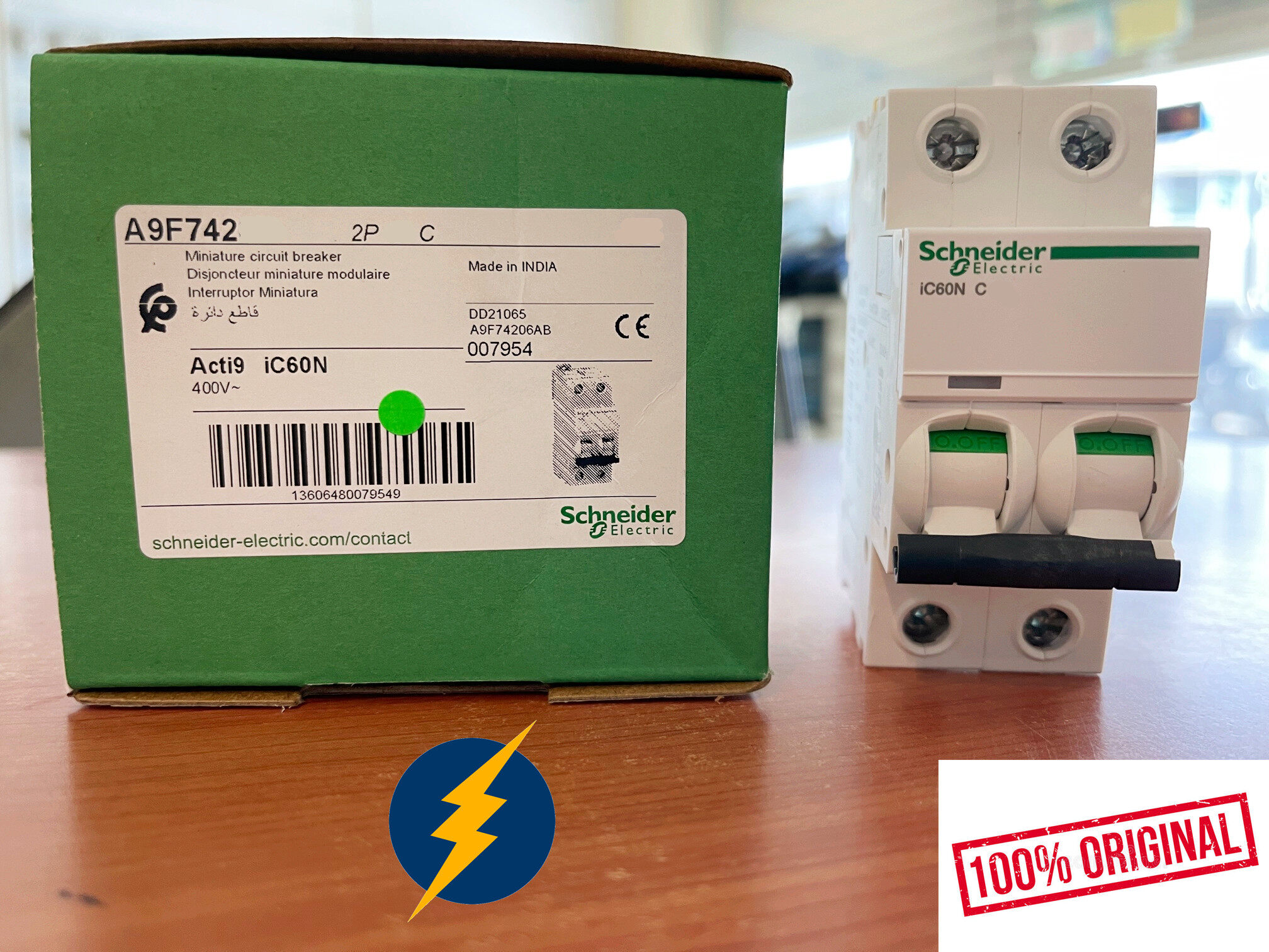 SCHNEIDER MCB HIGHEST QUALITY 2 POLE IC60N A9F SERIES- miniature circuit breaker A9F74206 ...