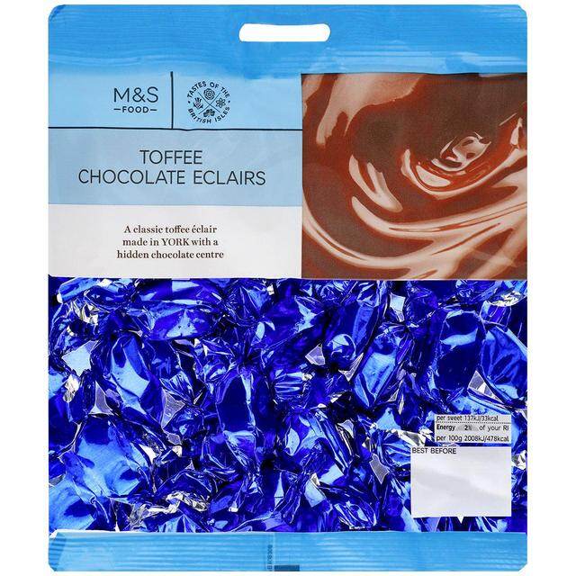 M&S Toffee Chocolate Eclairs Sweets 200g x1 Marks and Spencer Milk ...