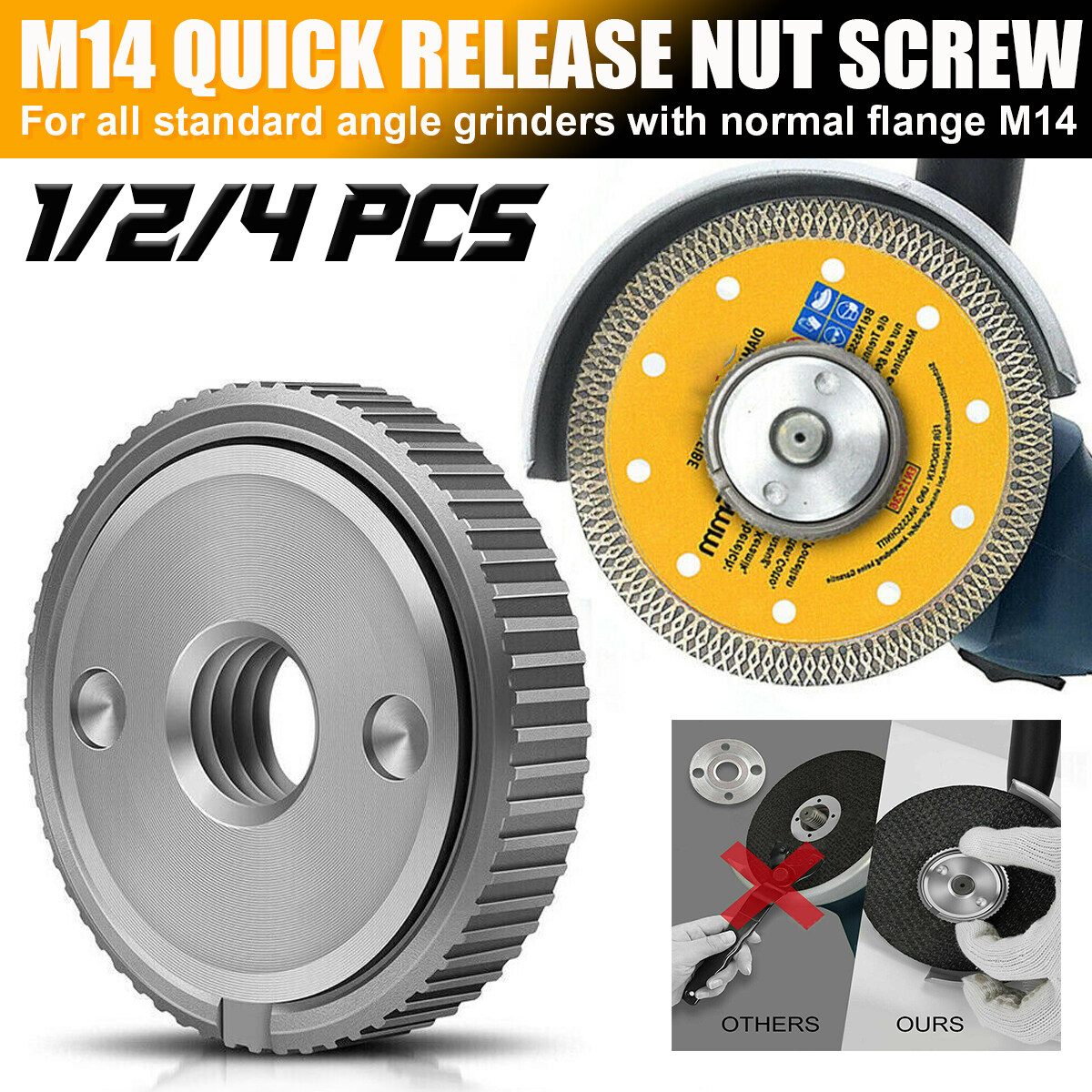 1 PCS2 PCS4 PCS M14 Quick Release Nut สกรูสำหรับ Bosch Metabo เครื่องบด ...