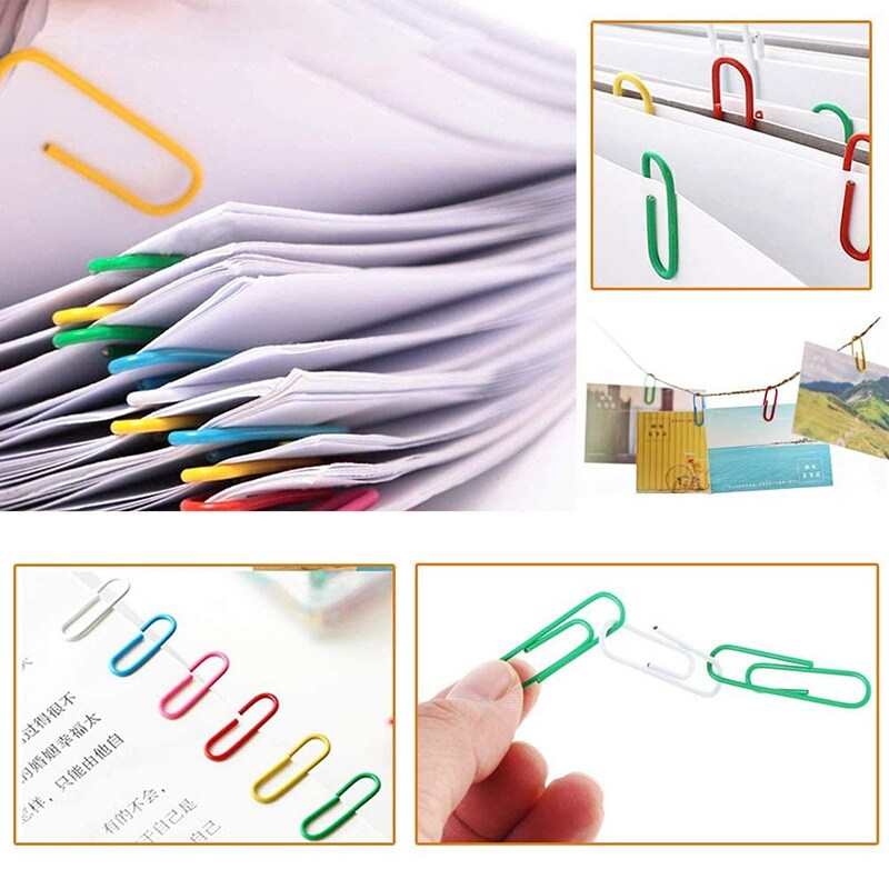 Pack of 300 Paper Clips Assorted Colours Large Paper Clips Colourful ...
