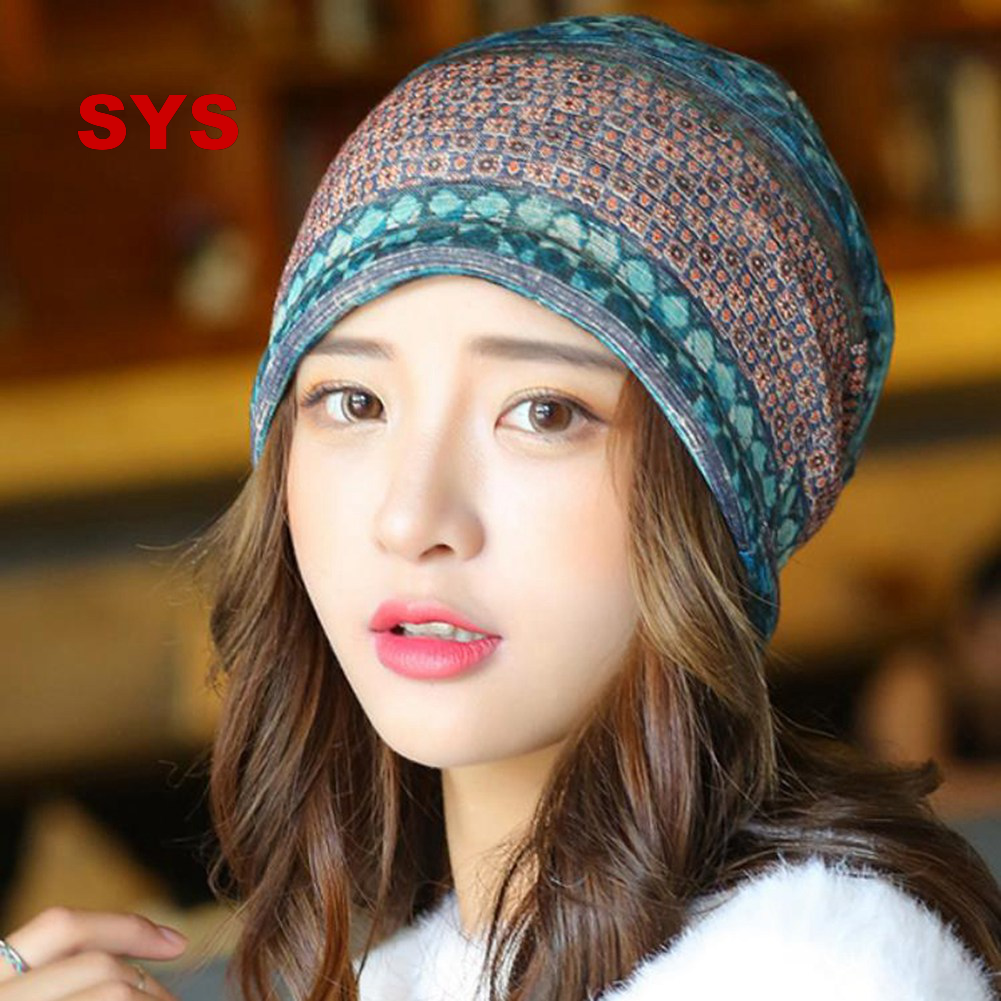 SYS Multi-use Women's Boho Retro Hat Beanie Scarf Collar Turban Head ...