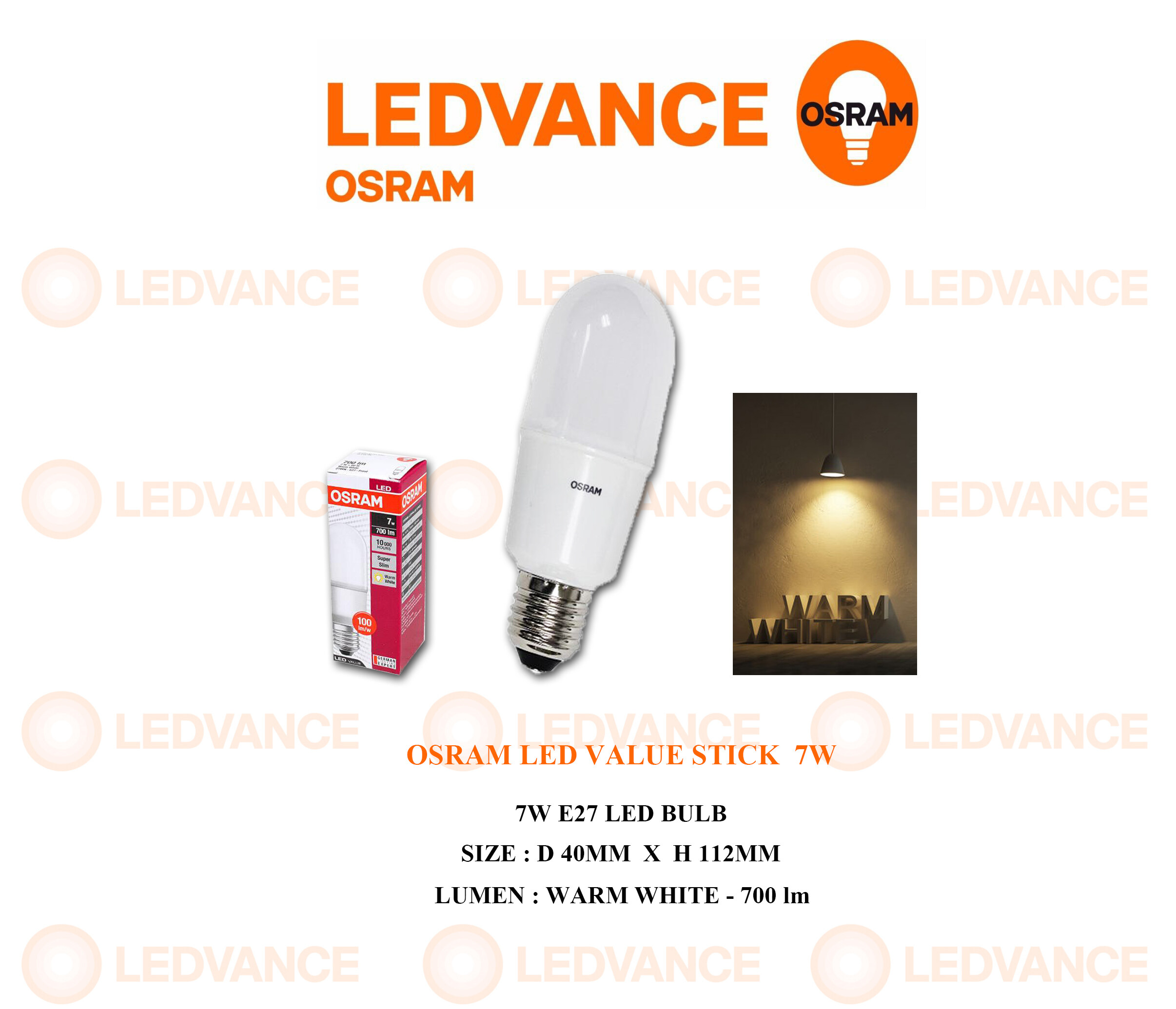 OSRAM LED VALUE STICK BULB 7W E27 220-240V | Lazada