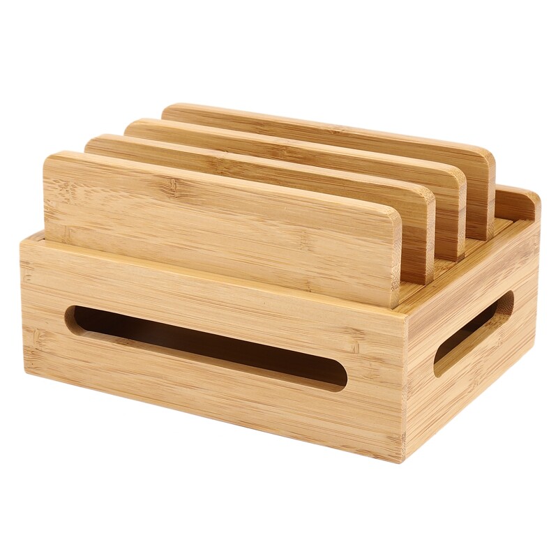 Mobile Phone Bracket Bamboo Wood Multi-Device Charging Station ...