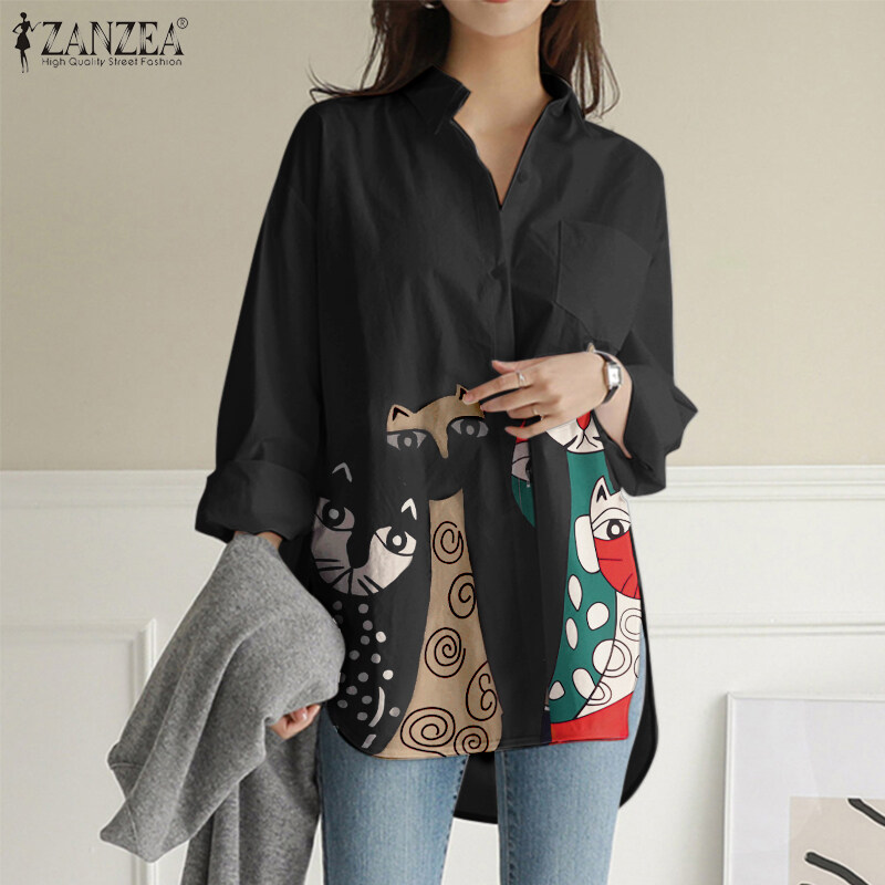Hijabfab Zanzea Muslimah Womens Long Sleeve Blouse New Design Elegant