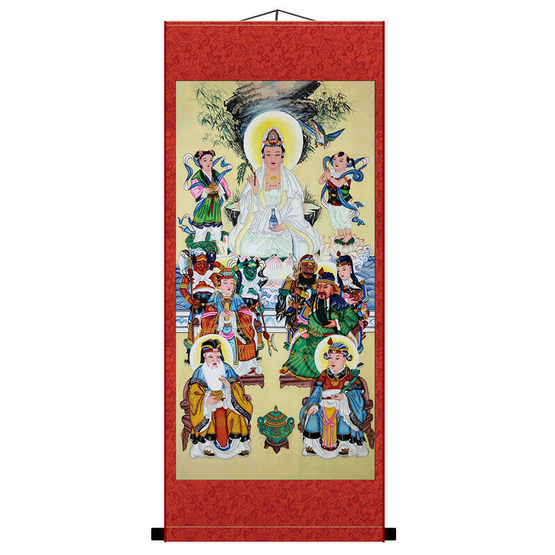 OneGuanyin พระโพธิสัตว์ Cihang Pudu เลื่อนห้องนั่งเล่นจีนแขวนภาพวาด ...