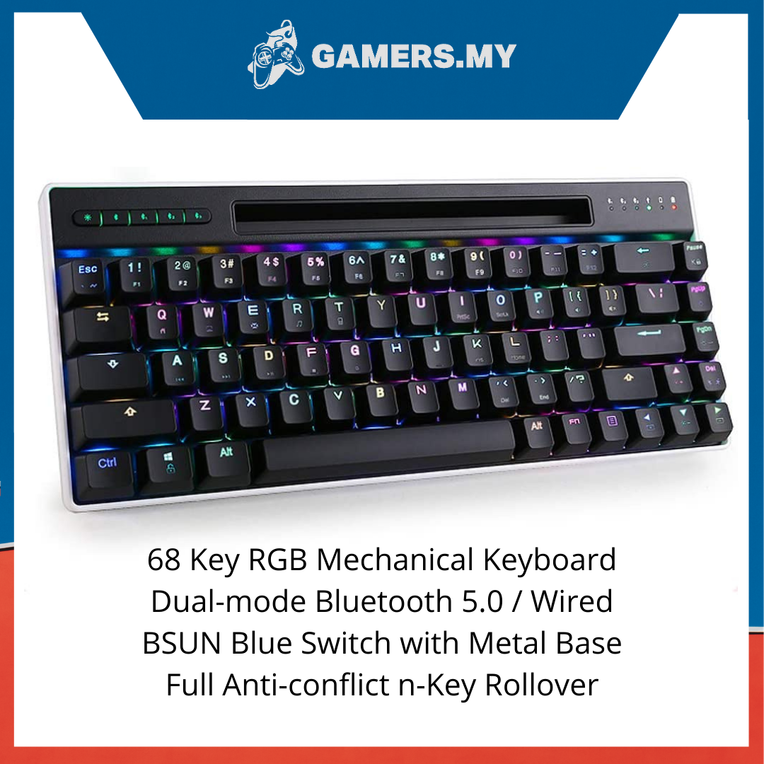 Magic-Refiner MK16 68 Key RGB Bluetooth Wireless Mechanical Keyboard ...