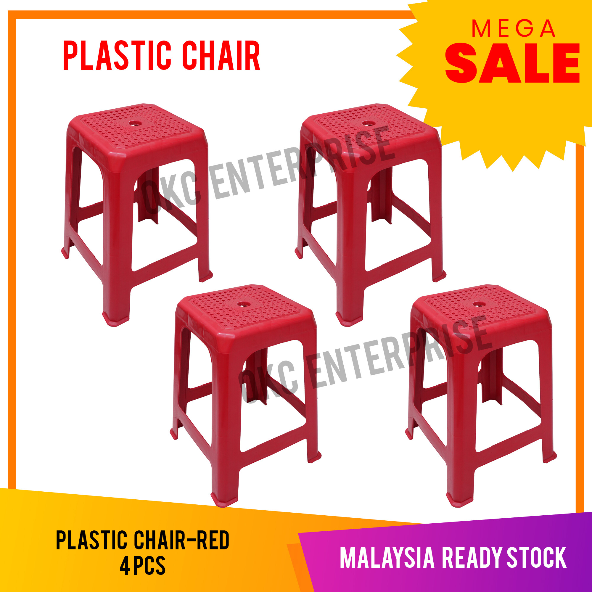 Plastic Chairs (4 units) - Stacking Chairs / Plastic Dining Chairs ...