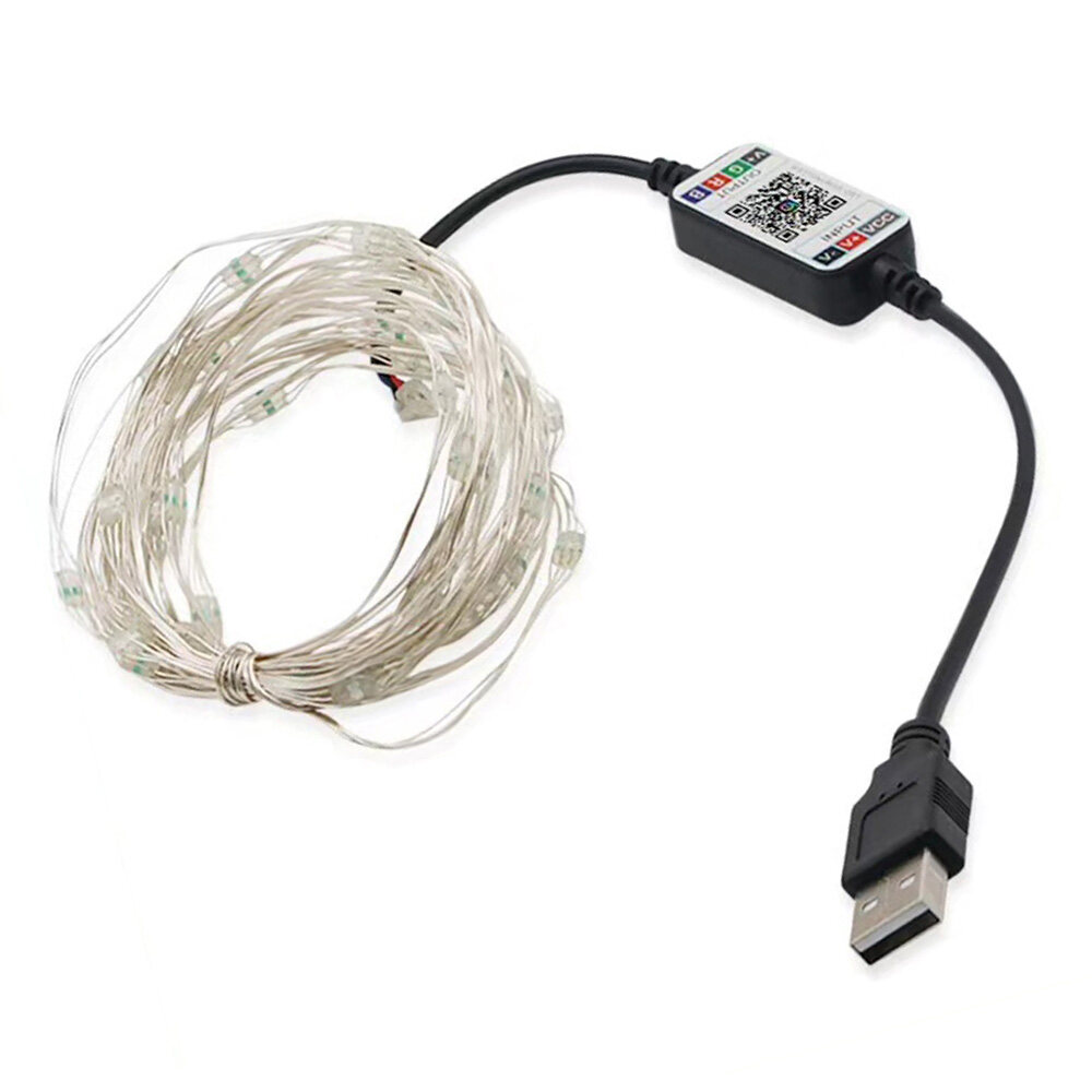 Vanker-10M 100LED สมาร์ท Fairy ไฟ RGB เปลี่ยนไฟ String กันน้ำ USB ชาร์จโทรศัพท์บลูทูธ APP ซิงค์ ...