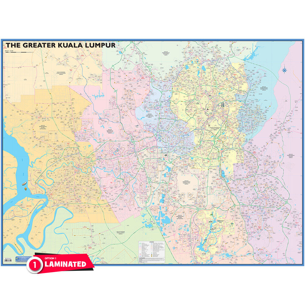 The Greater Kuala Lumpur Map 42" x 56" Super Big Size Detailed Useful ...