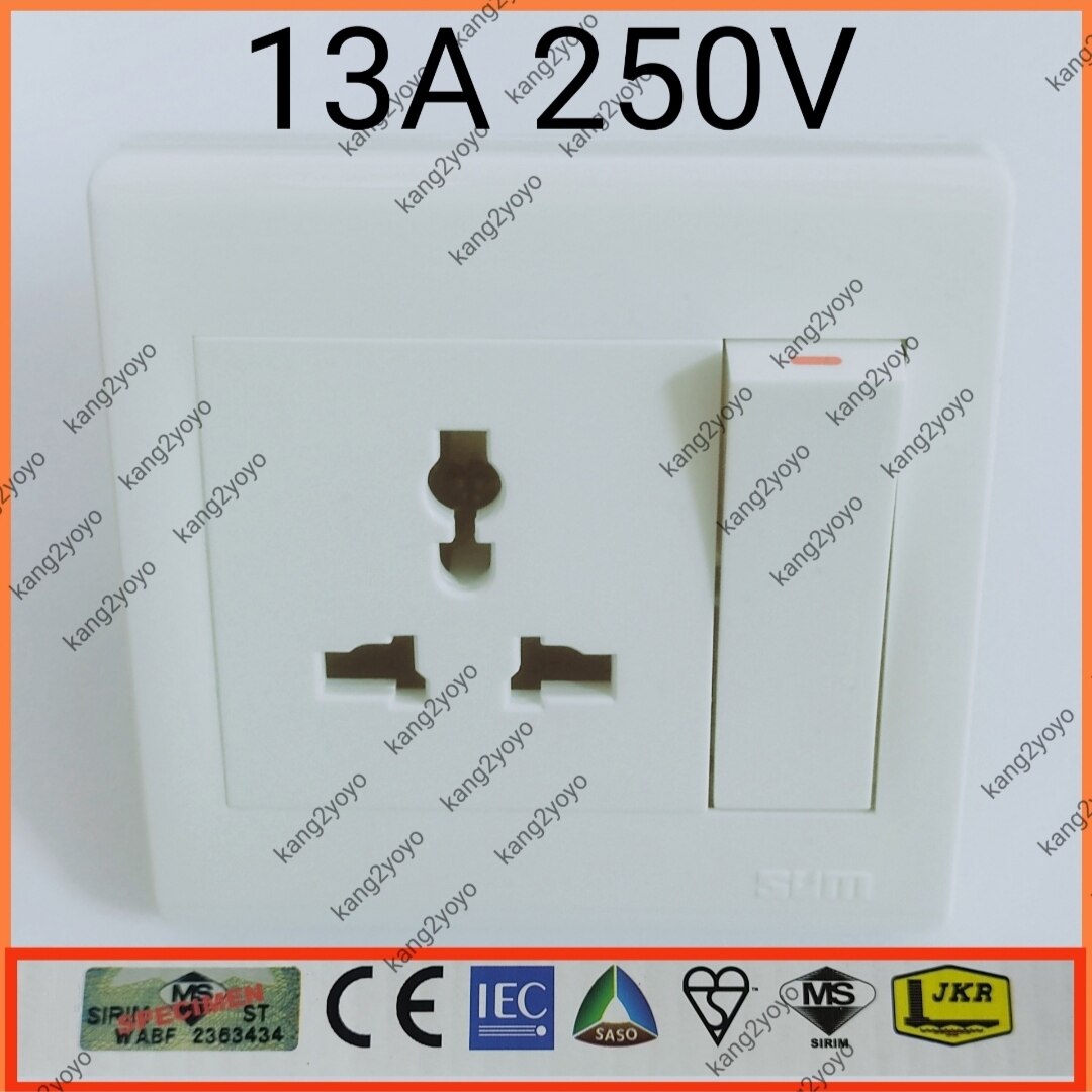 🇲🇾 SMS-018 Universal Single Switch Socket 13A 250V (SIRIM) 1 Gang Suis ...