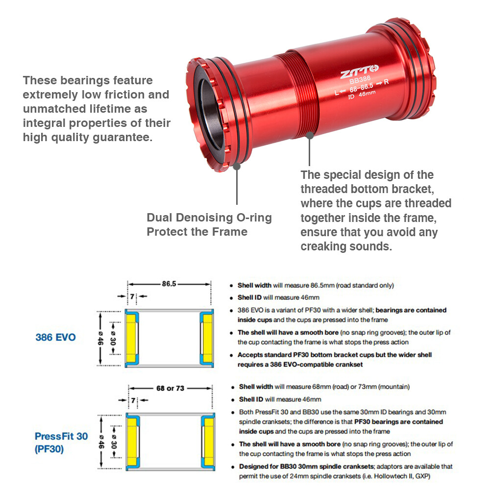 ZTTO BB386 30 มม.PF30 จักรยานPress Fitน็อตยึดช่วงล่างแกนสำหรับMTBอะไหล่ ...