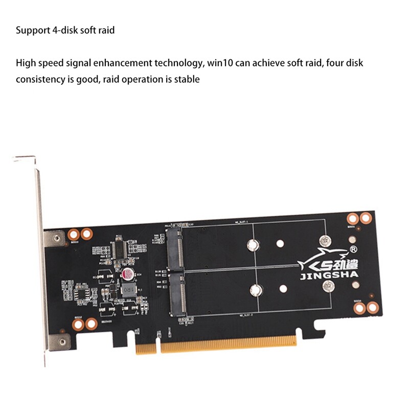JINGSHA PCI-E 16X to M.2 NVME 4-Disk Expansion Card Array Card PCIE Signal Split VROC RAID Card ...
