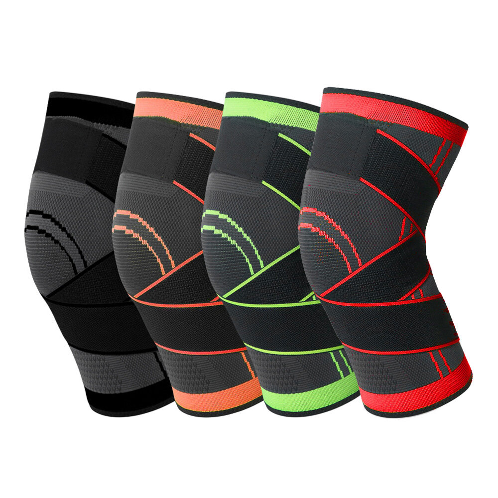 Men Women Pair of Knee Braces Knitted Adjustable Straps Support ...