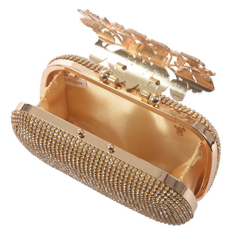 Unique Gold Rhinestone Evening bag Clutch Purse Party Bridal Prom ...