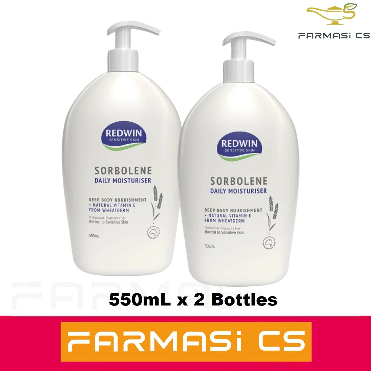 PROMO Redwin Sorbolene Moisturizer with Vitamin E 550ml x 2 (TWIN) EXP ...