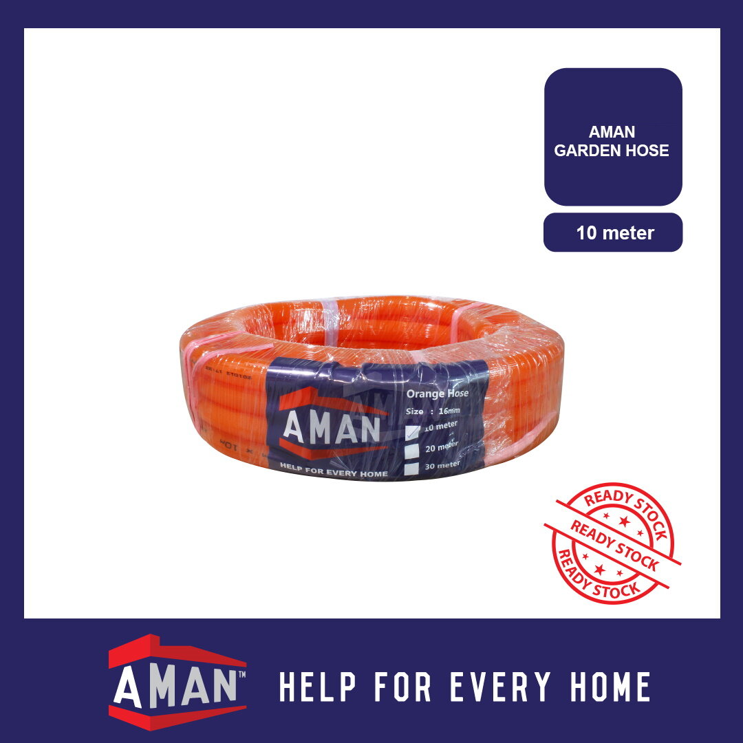 PVC Garden Hose Orange 16mm Diameter 10M 2mm Thickness Multipurpose Water Pipe Paip Air Getah ...