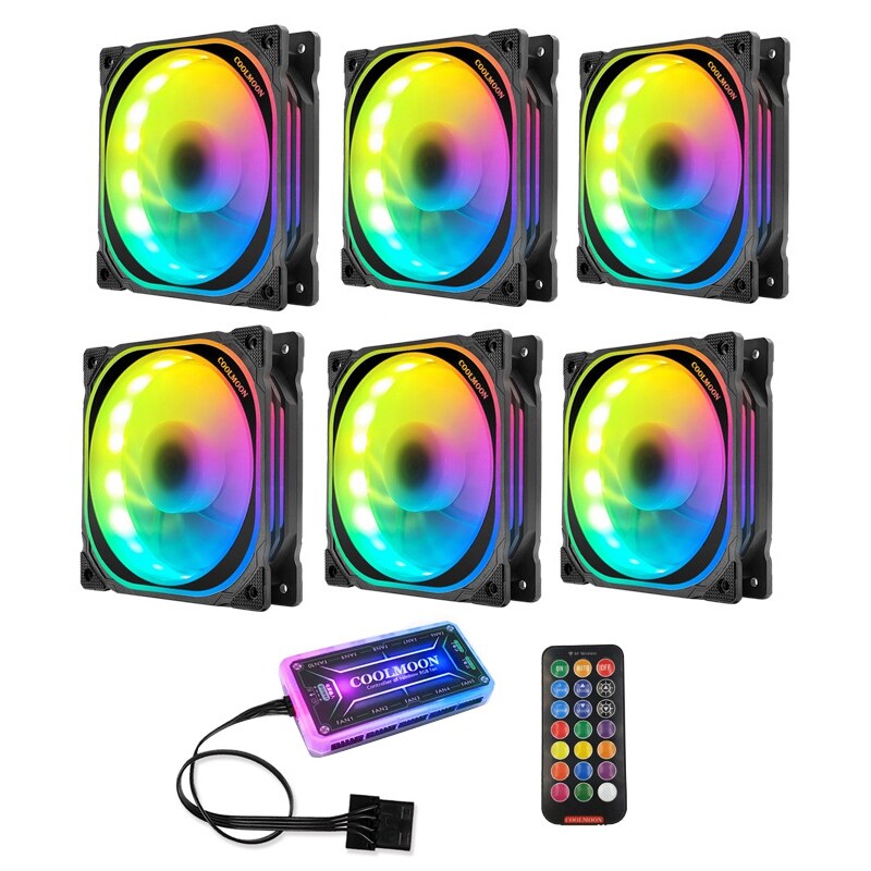 COOLMOON RGB Computer Case Fan, 12cm Multi-Layer Silent Light-Emitting ...