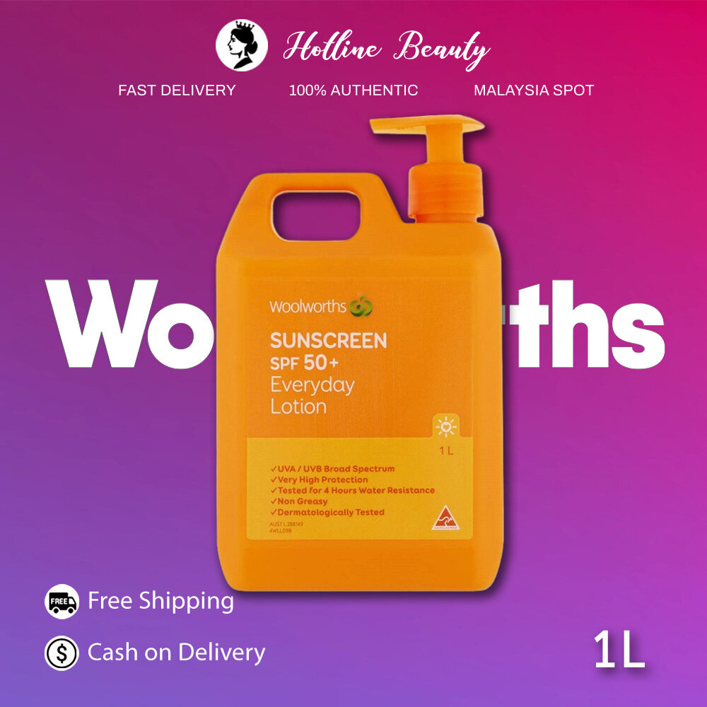【Malaysia Spot】Woolworths Sunscreen SPF50+ Everyday Lotion 1 Litre UVA ...