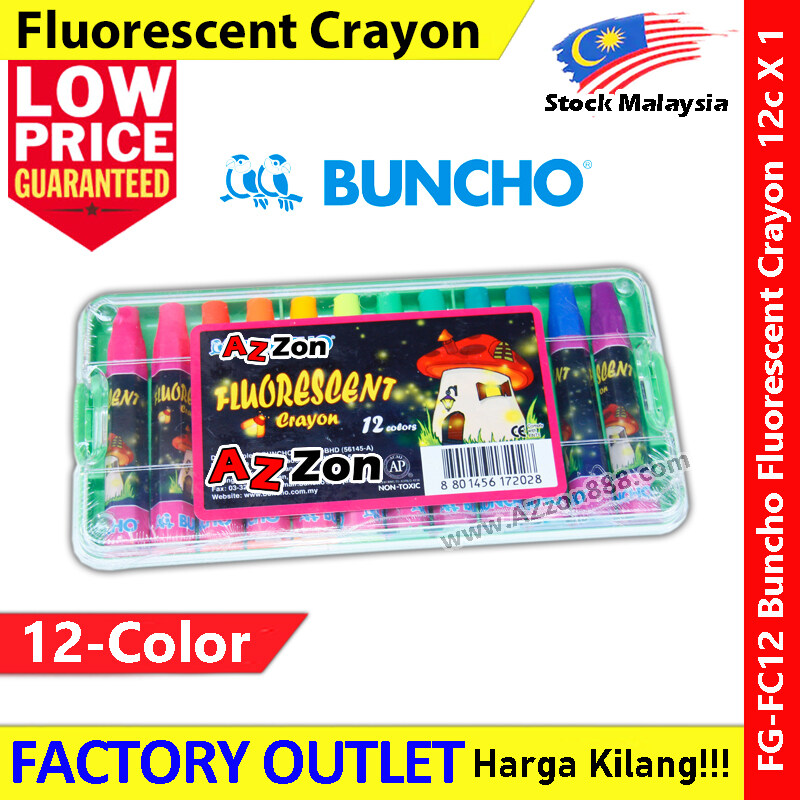 Buncho 12-Color Fluorescent Crayon 12-warna Crayon Highlight #Buncho ...