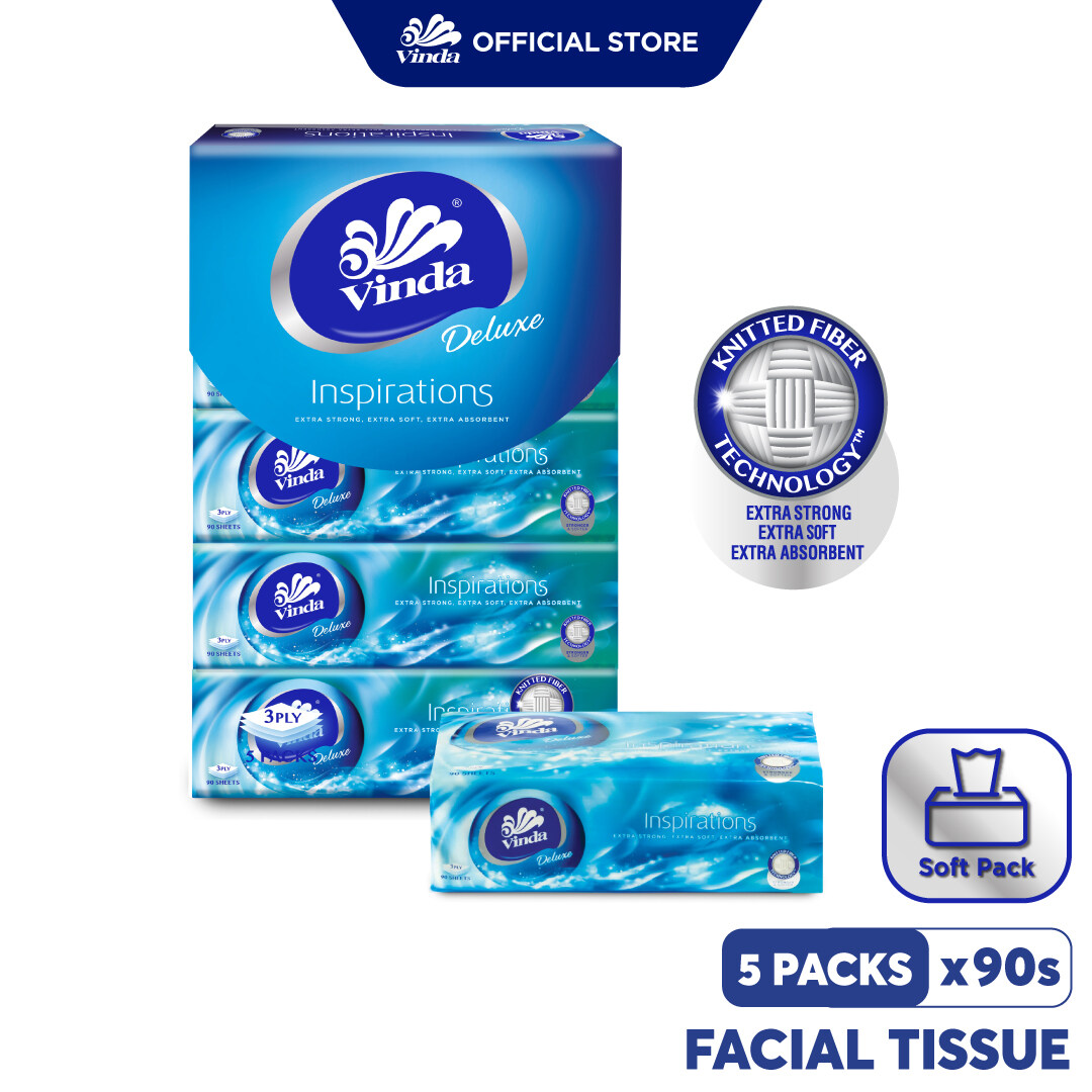 Vinda Deluxe Soft Pack Facial Tissue (5x90s) x 8 | Lazada
