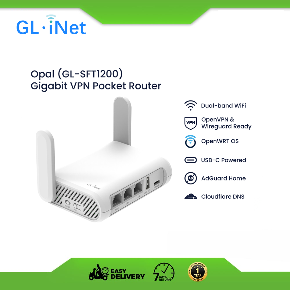 GL.iNet GL-SFT1200 (Opal) Secure Travel WiFi VPN Gigabit Router ...