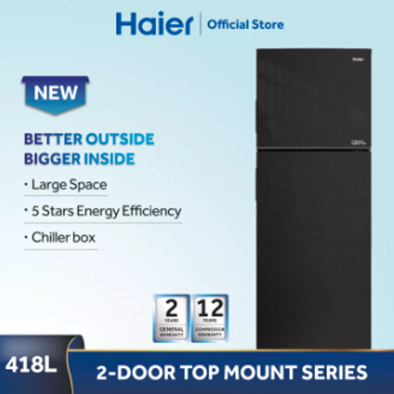 HAIER 418L 2 Door Refrigerator Top Mount Freezer with Twin Inverter HRF-418IHM | Lazada