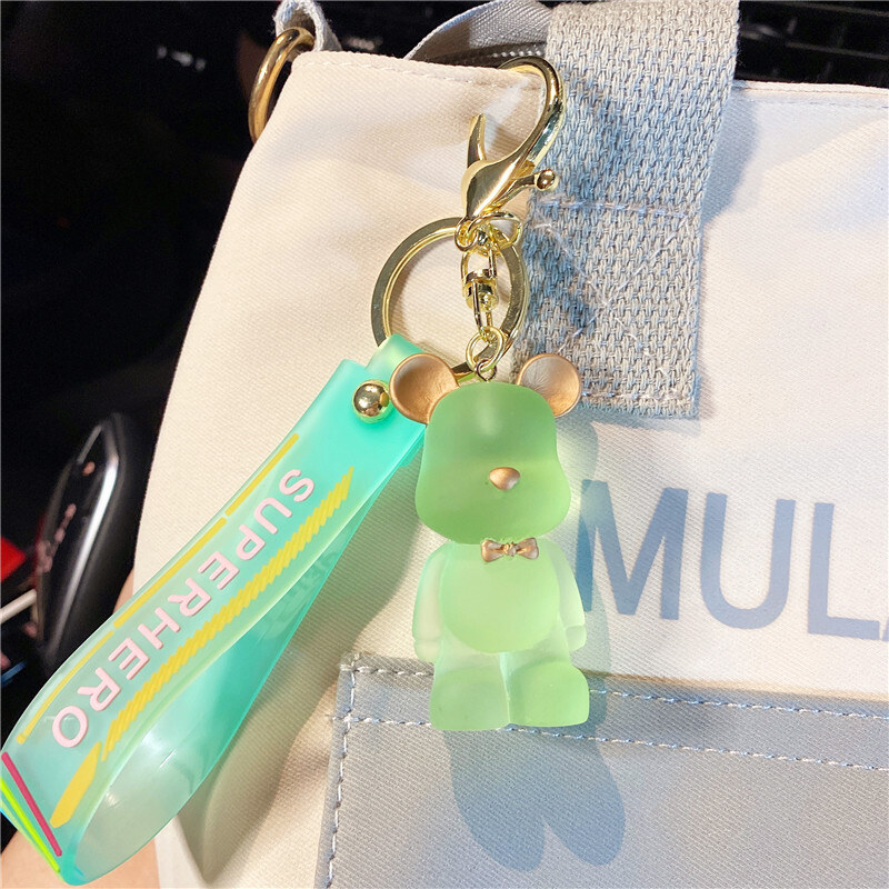 SUTAI Trendy Transparent Bow Tie Bear Key Chain Women Cute Animal ...