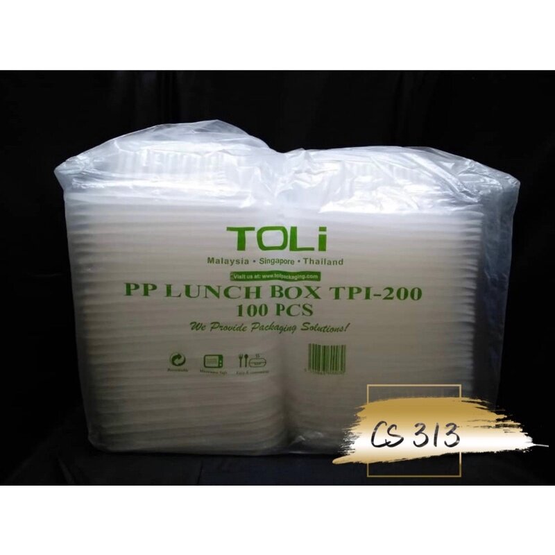 Toli TPI 100/200【100pcs±】 Medium PP Lunch Box Disposable Plastic Food ...