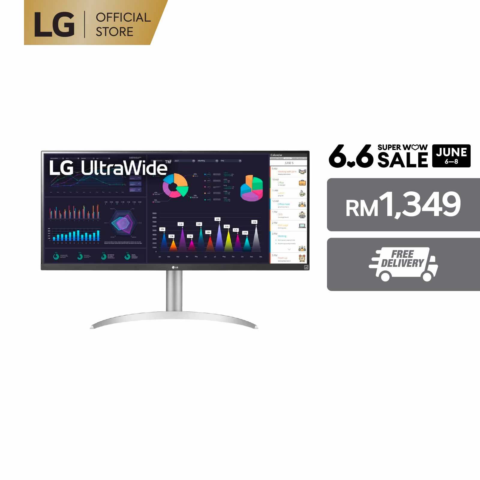 LG 34” 34WQ650 IPS FHD DisplayHDR 400 FreeSync Build In Speaker Type-C ...