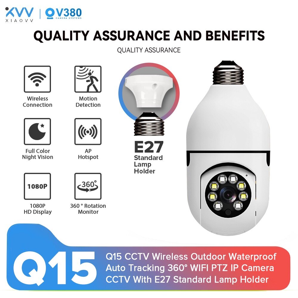 🔥FREE Shipping+COD🔥V380 E27 1080P Wifi monitor light CCTV Bulb Camera ...