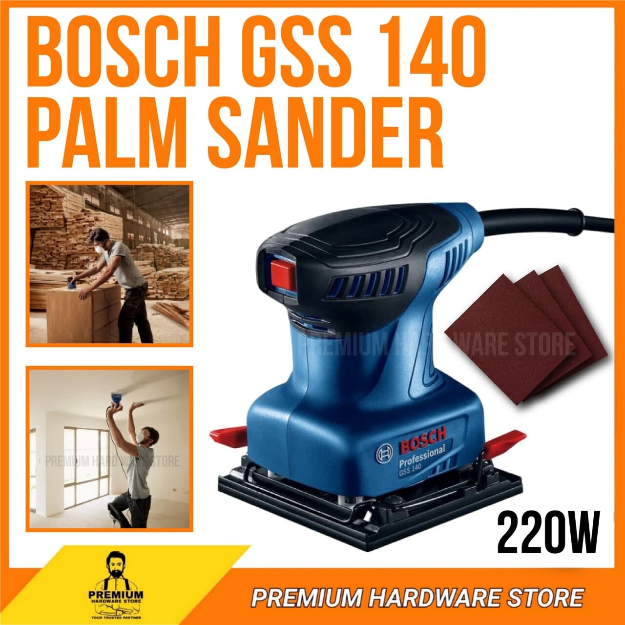 BOSCH PROFESSIONAL ORBITAL SANDER GSS140/GSS 140 Sander Machine Mesin ...