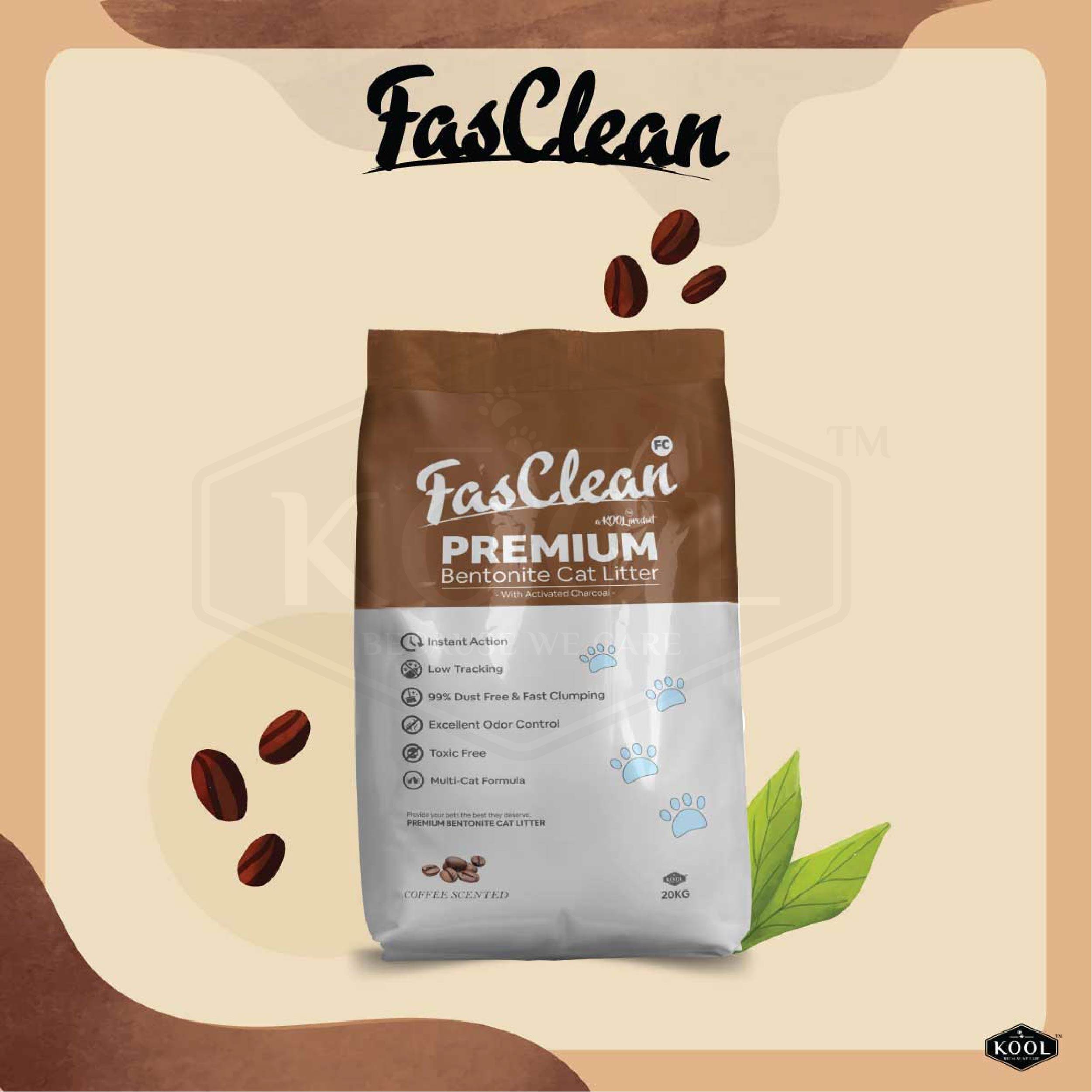 FASCLEAN PREMIUM BENTONITE WITH ACTIVATED CARBON CAT LITTER 20KG ...